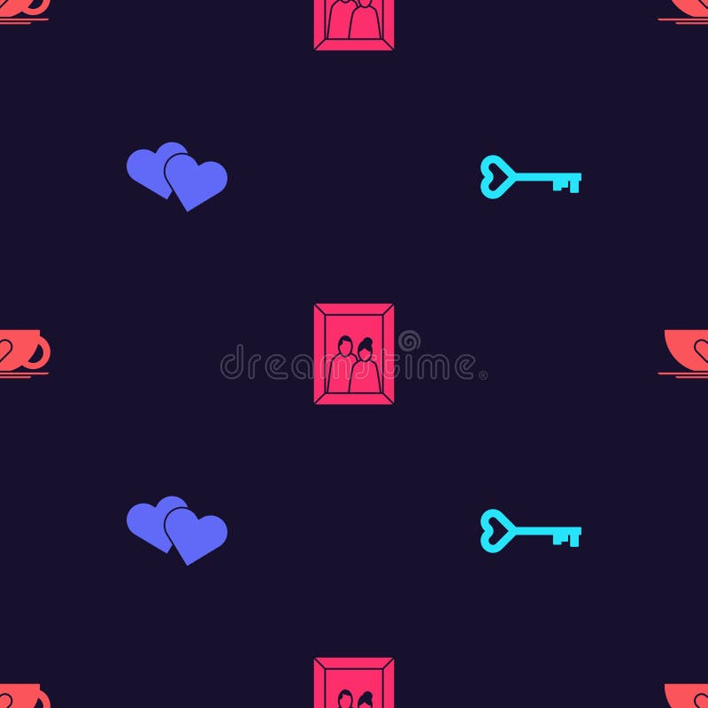 Set Key in Heart Shape, Heart, Picture Frame and Coffee Cup and on ...