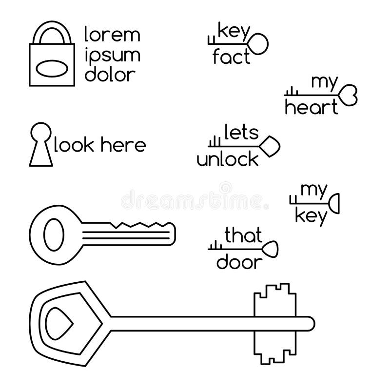 Set of Key Line Art and Logo Examples Stock Vector - Illustration of ...