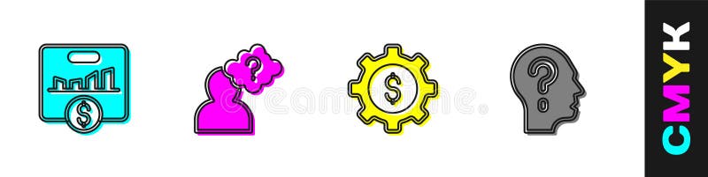 Set Key Performance Indicator, Head with Question Mark, Gear Dollar and ...