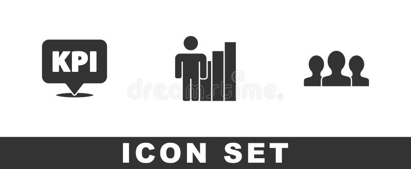 Set Key Performance Indicator, Productive Human and Users Group Icon ...