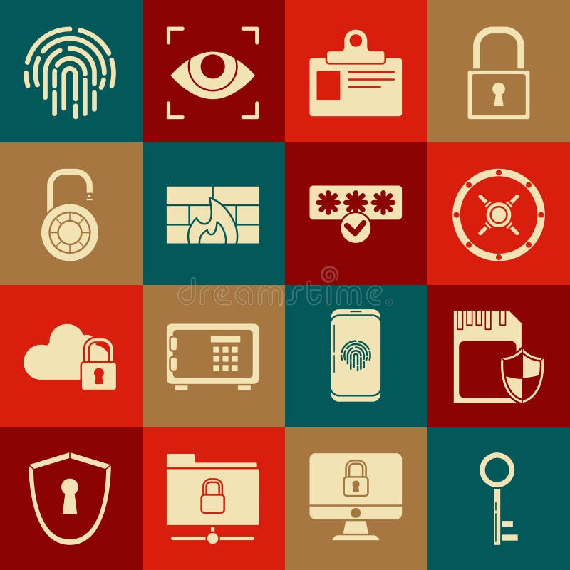 Set Key, SD Card and Shield, Safe, Identification Badge, Firewall ...