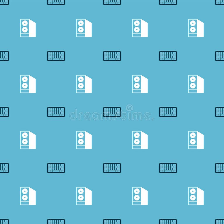 Set Keyboard and Case of Computer on Seamless Pattern. Vector Stock ...