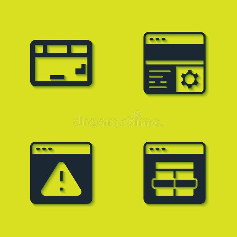 Set Keyboard, MySQL Code, Browser with Exclamation Mark and Debugging Icon. Vector Stock Vector ...