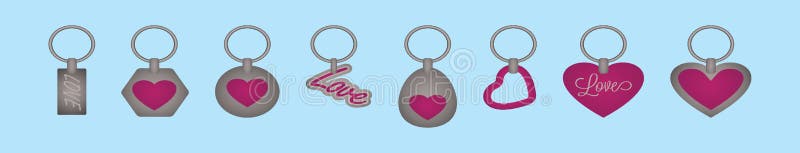 Set of Keychains Cartoon Icon Design Template with Various Models ...