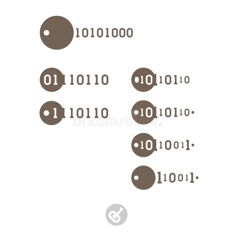 Set of Keys with Binary Code. Electronic Digital Security System Icon ...