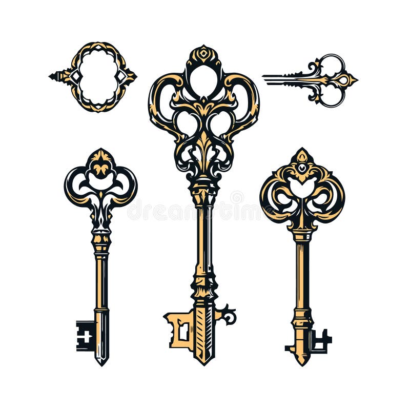 A Set of Keys with Different Shapes Stock Vector - Illustration of ...