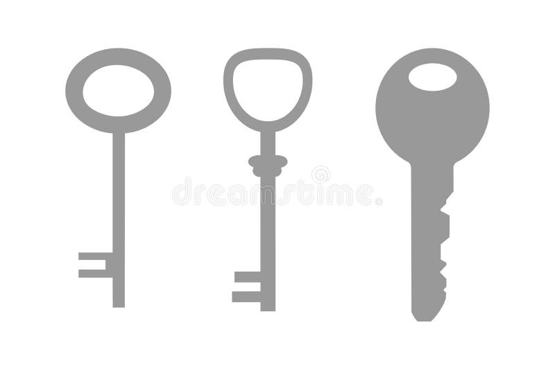 Set of Keys in Flat Style. Vector Illustration Isolated on White ...