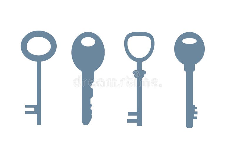 Set of Keys in Flat Style. Vector Illustration Isolated on White ...