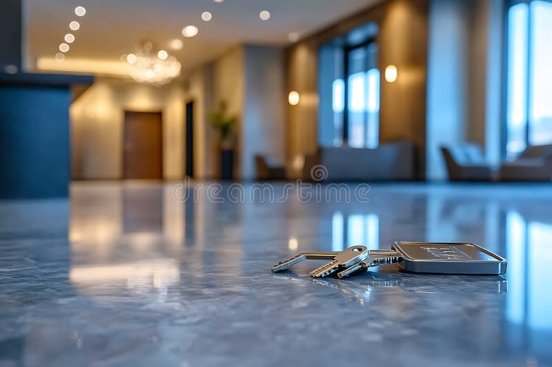 A Set of Keys with Key Rings Lying on the Floor in an Office Building ...