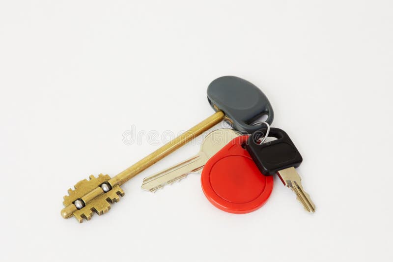 Set of Keys on Ring on White Stock Photo - Image of safeguard, enter ...