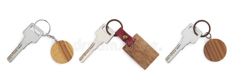 House Keys Wooden Home Keychains Isolated White Stock Photos - Free ...