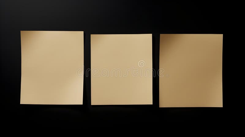 Set of Khaki Square Paper Notes on a Black Background. Brainstorming ...