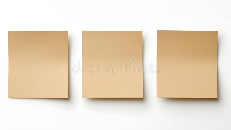 Set of Khaki Square Paper Notes on a White Background. Brainstorming ...