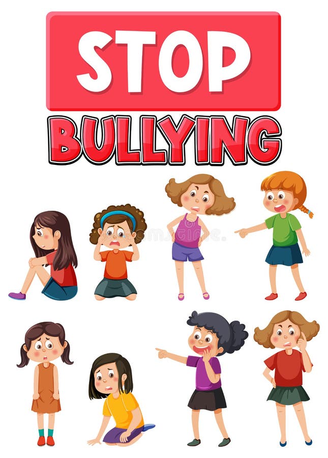 Set of Kid Cartoon Character Bullying Stock Vector - Illustration of ...