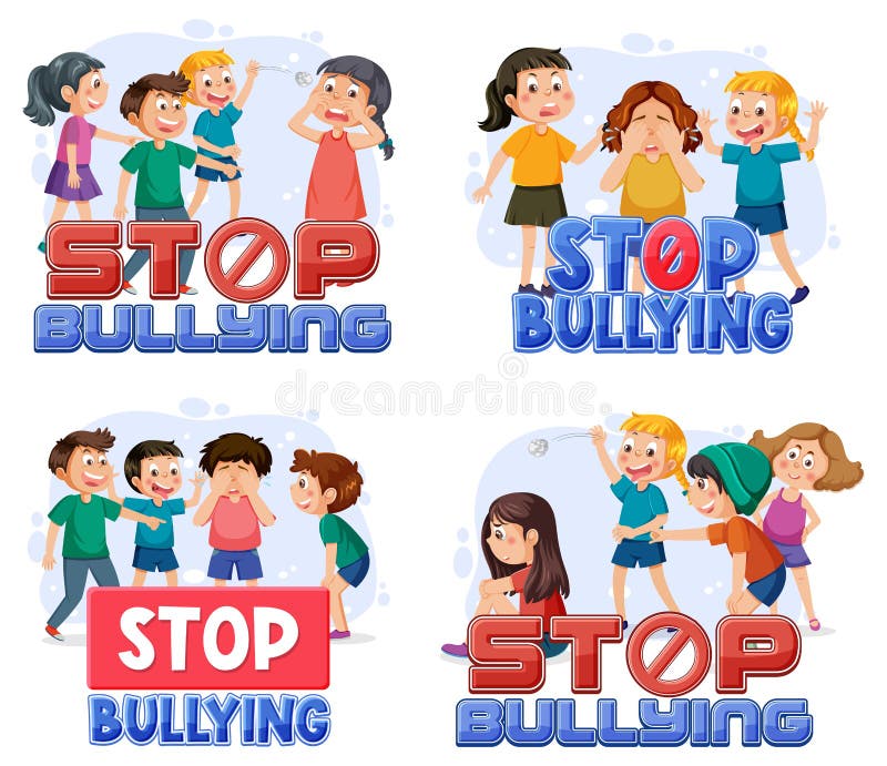 Set of Kid Cartoon Character Bullying Stock Vector - Illustration of ...