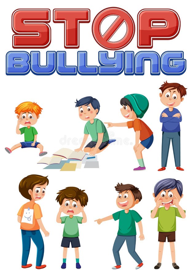 Set of Kid Cartoon Character Bullying Stock Vector - Illustration of ...