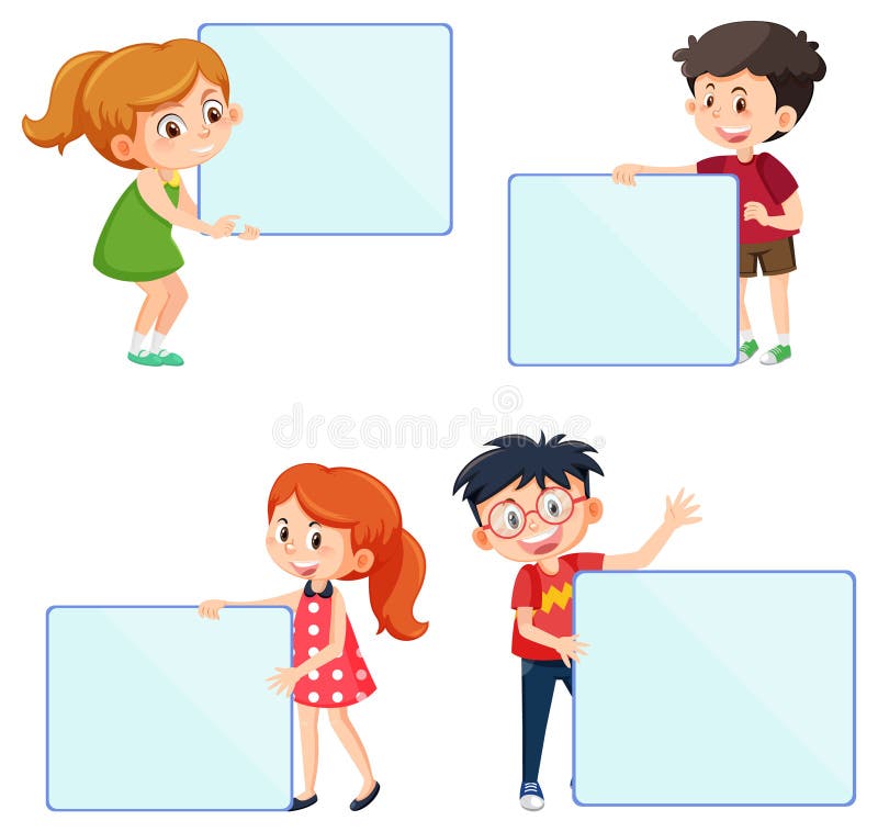 Empty Board with Many Children Cartoon Character Stock Vector ...