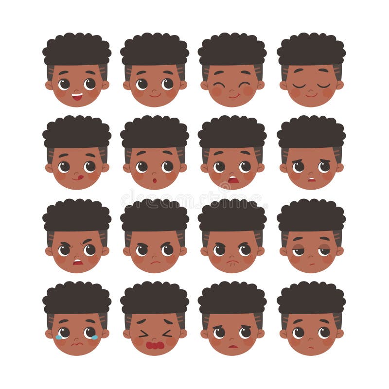 Set of Kid Face with Different Facial Expressions. Stock Illustration ...