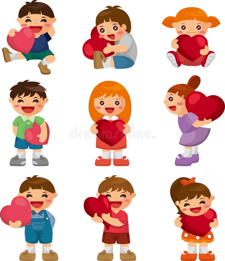 Kids Holding a Red Heart stock vector. Illustration of ethnic - 27721461