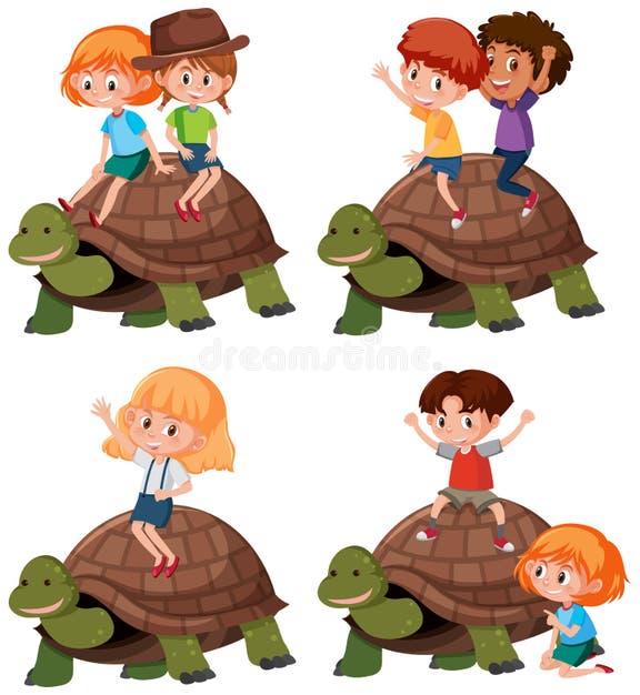 Kid Riding Turtle Illustration Stock Illustrations – 26 Kid Riding ...