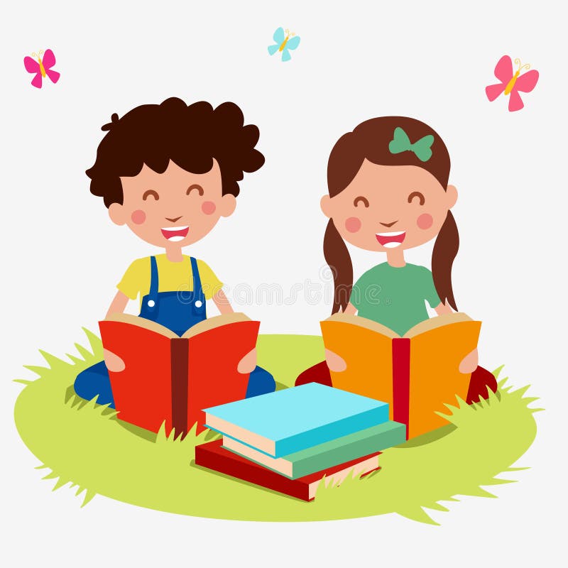 Set kids cartoon read book stock vector. Illustration of comics - 66472110