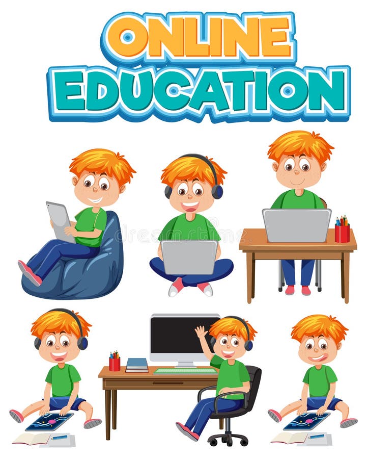 Kid Using Tablet Clipart Stock Illustrations – 87 Kid Using Tablet ...