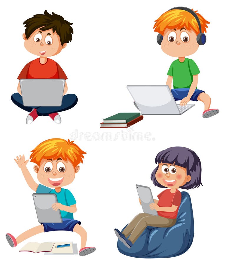Clipart Computer Kids Using Stock Illustrations – 101 Clipart Computer ...