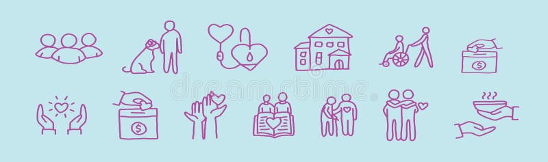 Set of Kindness. Cartoon Icon Design Template in Various Models. Vector ...