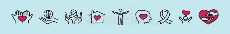 Set of Kindness. Cartoon Icon Design Template in Various Models. Vector ...