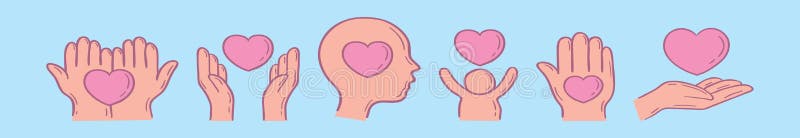 Set of Kindness Cartoon Icon Design Template with Various Models ...