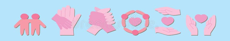 Set of Kindness Cartoon Icon Design Template with Various Models ...