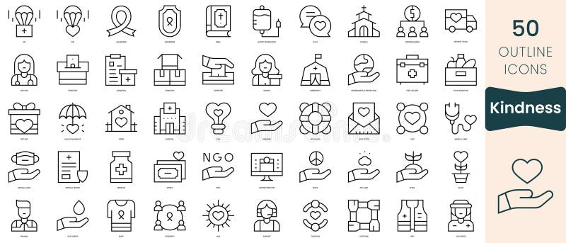 Set of Kindness Icons. Thin Linear Style Icons Pack Stock Vector ...