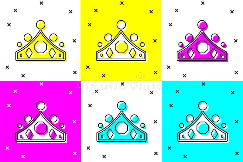 Set King Crown Icon Isolated on Color Background. Vector Stock ...
