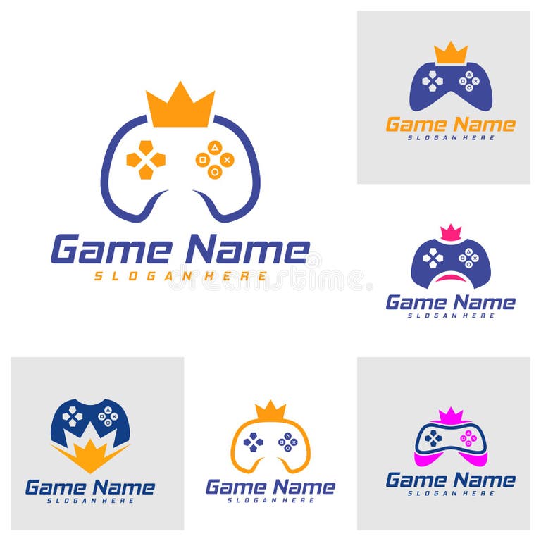 Set of King Game Logo Template Vector. Joystick Design Icon. Stylized ...