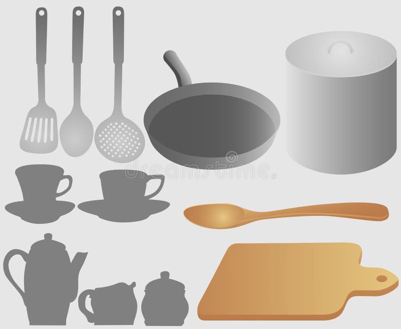 Set of kitchen accessories stock vector. Illustration of spoon - 14003715