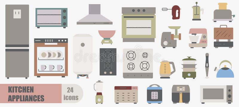 A Set of Kitchen Appliances. a Simple Set of Colored Kitchen Appliances ...