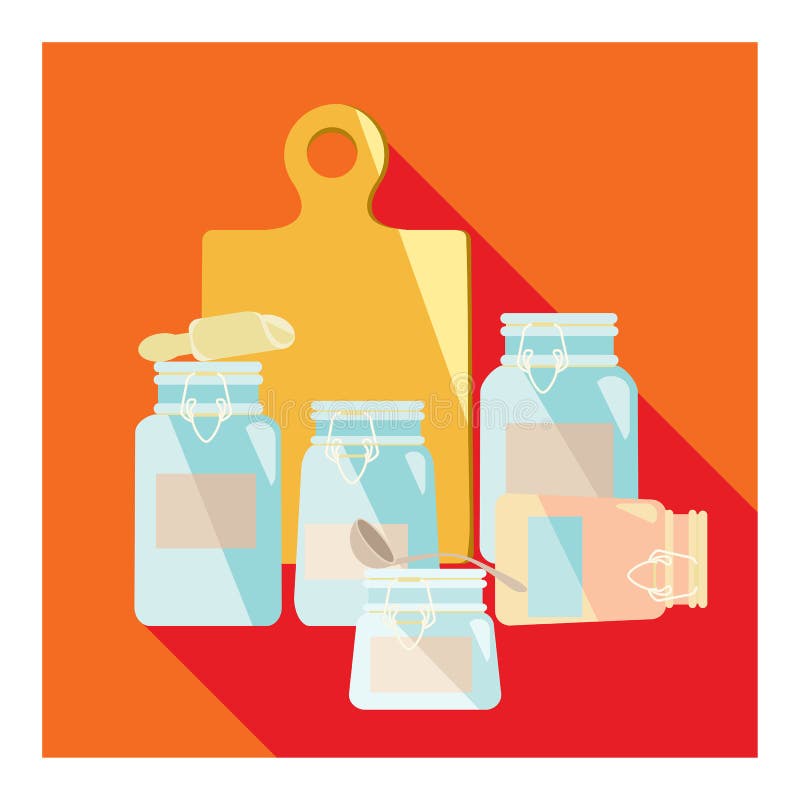 Set of Kitchen Containers in Flat Style Stock Vector - Illustration of ...