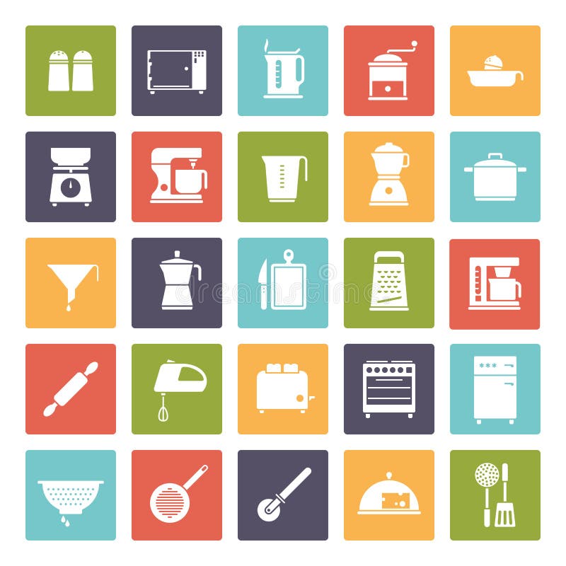 Cooking and Kitchen Solid Vector Icon Collection Stock Vector ...