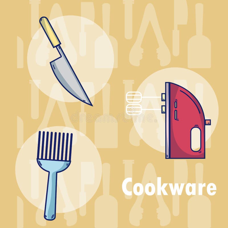 Set of Kitchen Cookware Utensils Stock Vector - Illustration of cook ...