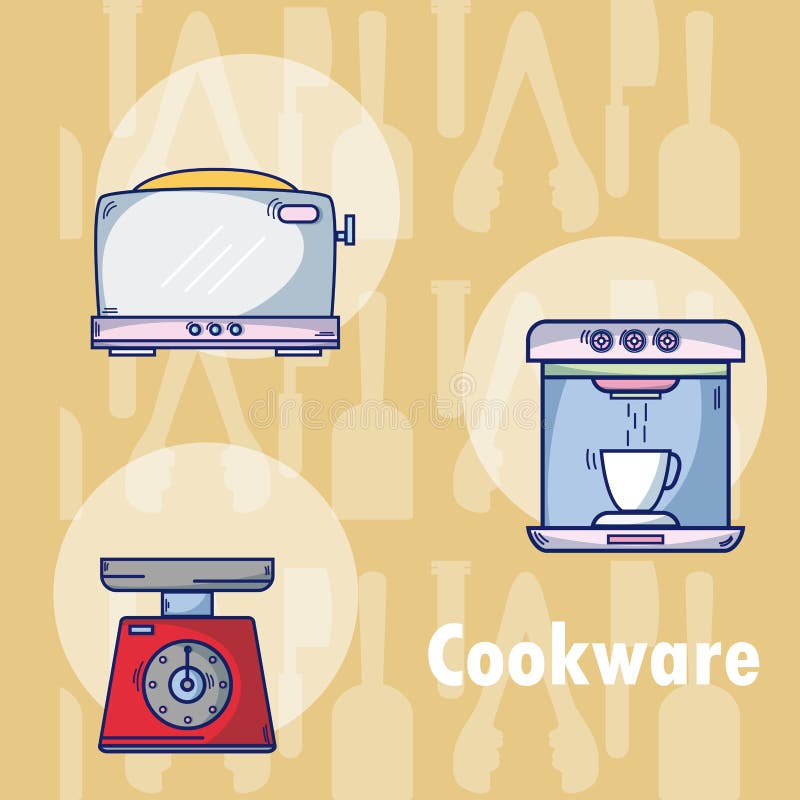 Set of Kitchen Cookware Utensils Stock Vector - Illustration of cook ...