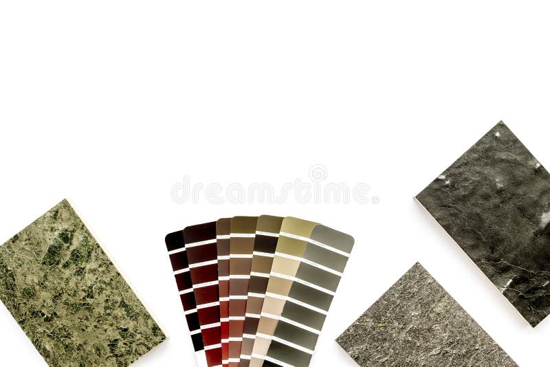 Set of Kitchen Countertops and Wooden Cabinet Samples with Color Scheme ...