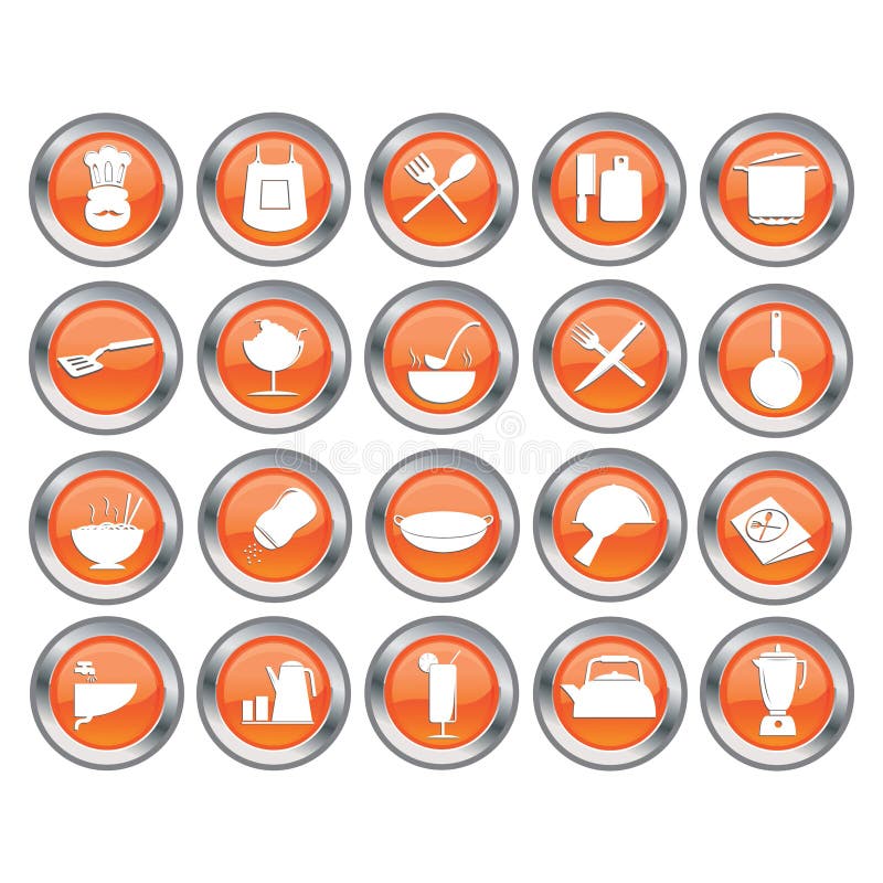 Set of Kitchen Icon Buttons. Vector Illustration Decorative Design ...