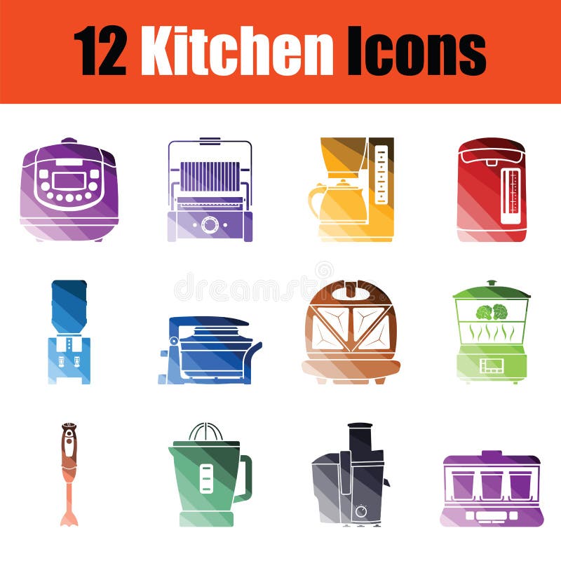Kitchen icon set stock vector. Illustration of device - 123560174