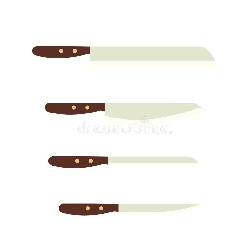 Set of Kitchen Knives Clipart Vector Illustration. Knife with Flat ...