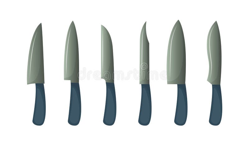 Set of Kitchen Knives. Collection of Knives for Different Purposes ...
