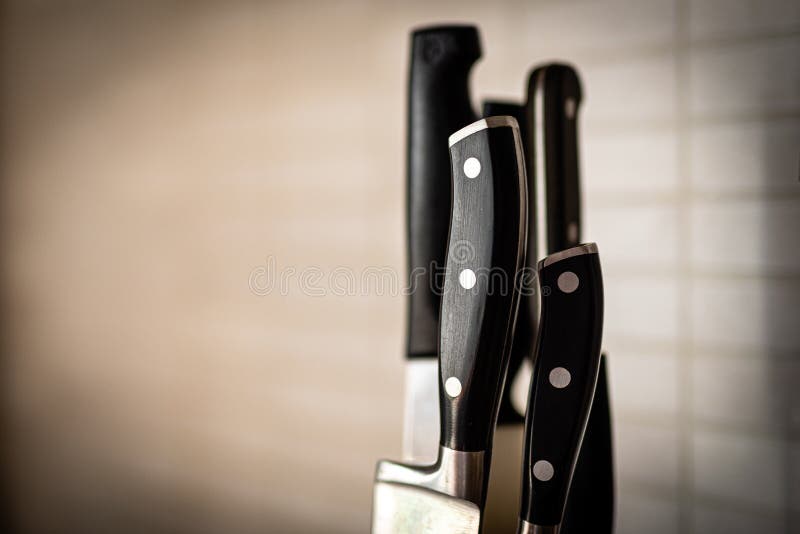 Set of Kitchen Knives, Detail of the Handle, Image Representing a ...