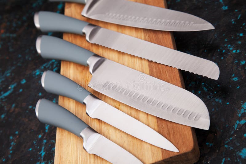 Set of kitchen knives stock photo. Image of utensil - 105126904