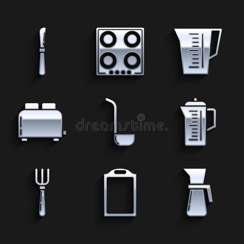 Set Kitchen Ladle, Cutting Board, Measuring Cup, Teapot, Fork, Toaster ...