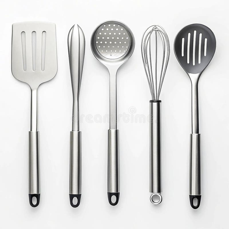 Set of Kitchen Spatulas with Different Heads Stock Illustration ...