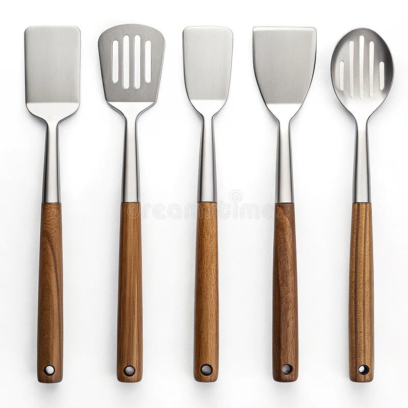Set of Kitchen Spatulas with Different Heads Stock Illustration ...